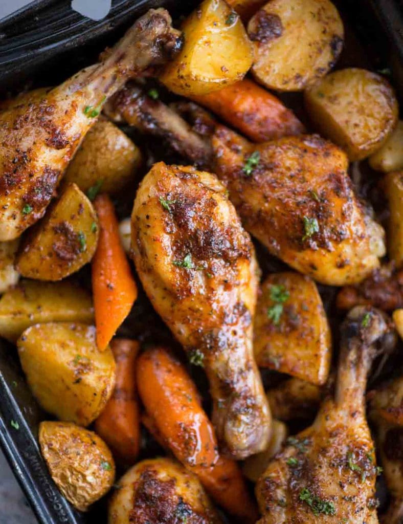 Baked Chicken Legs And Vegetables - The flavours of kitchen