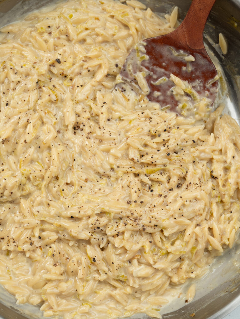 Creamy Parmesan Orzo With Leek